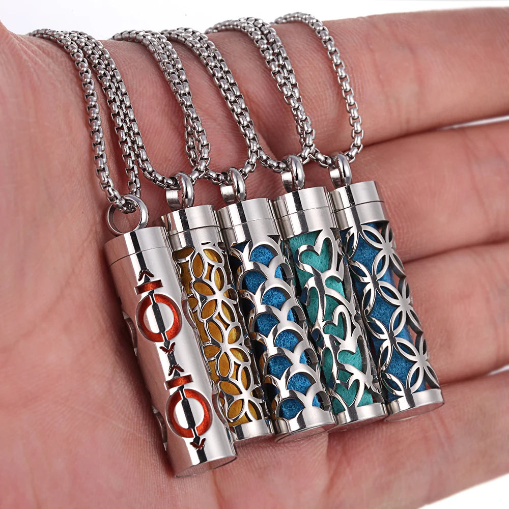 New Aromatherapy Diffuser Necklace LOVE Pattern Stainless Steel Essent ...
